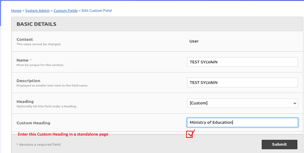Enter the Custom field in a standalone page - Feature Requests - Gibbon Support Forum